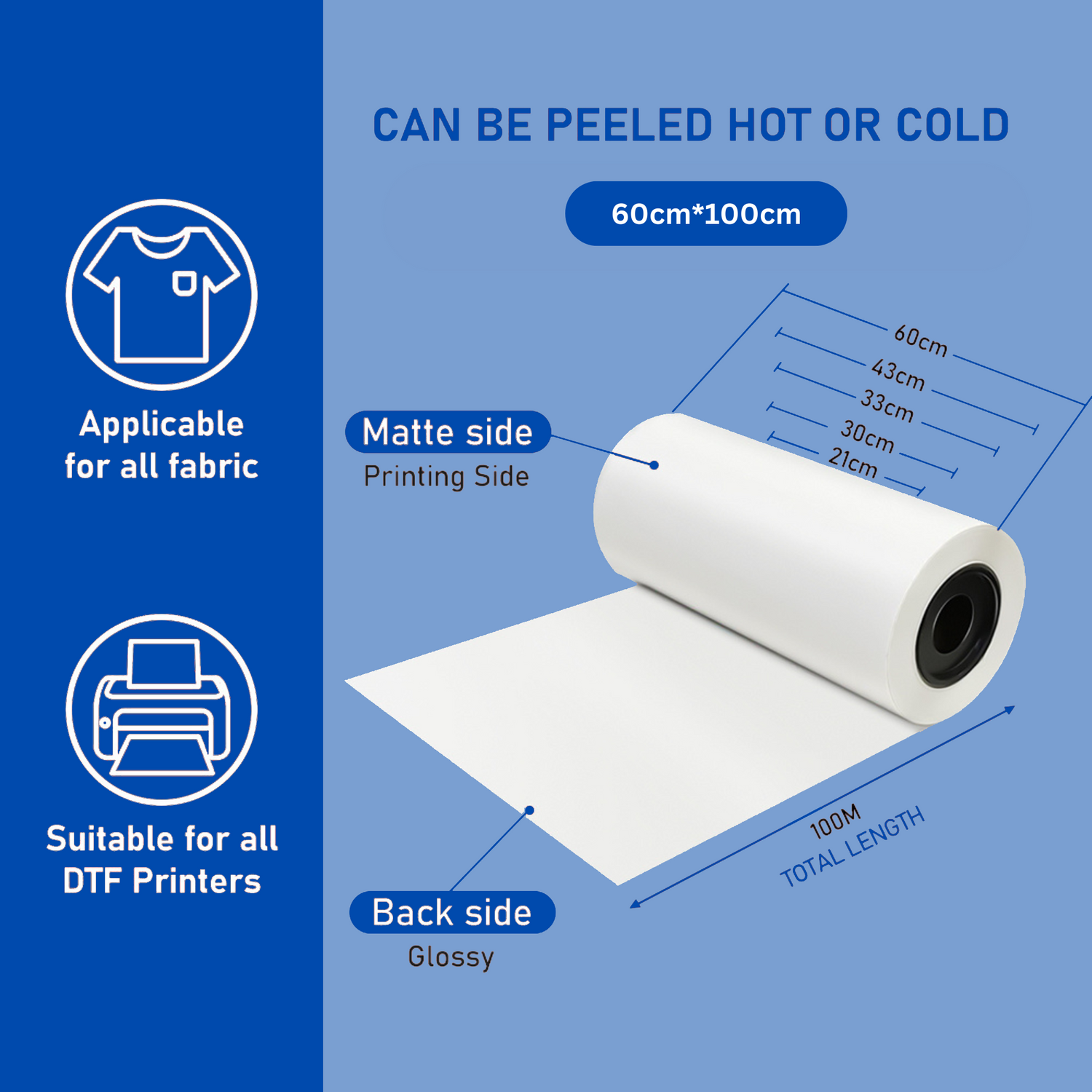 DTF Transfer Film Roll (Direct to Film Transfer Film Roll) Transfer ...